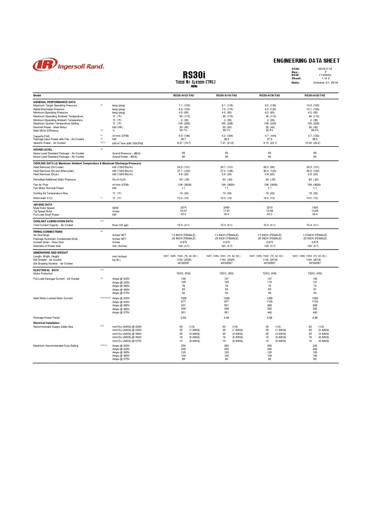 Engineering Data Sheet: Total Air System (TAS) | PDF | Fuse (Electrical ...
