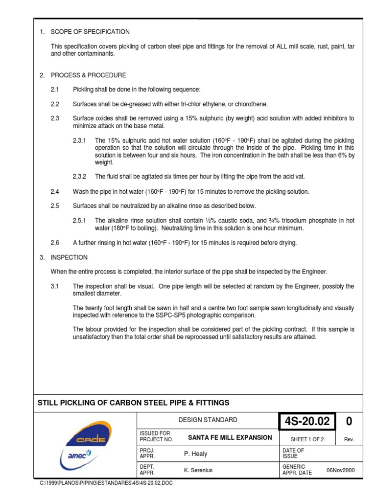 Still Pickling of Carbon Steel Pipe & Fittings | PDF | Pipe (Fluid Conveyance) | Secondary ...