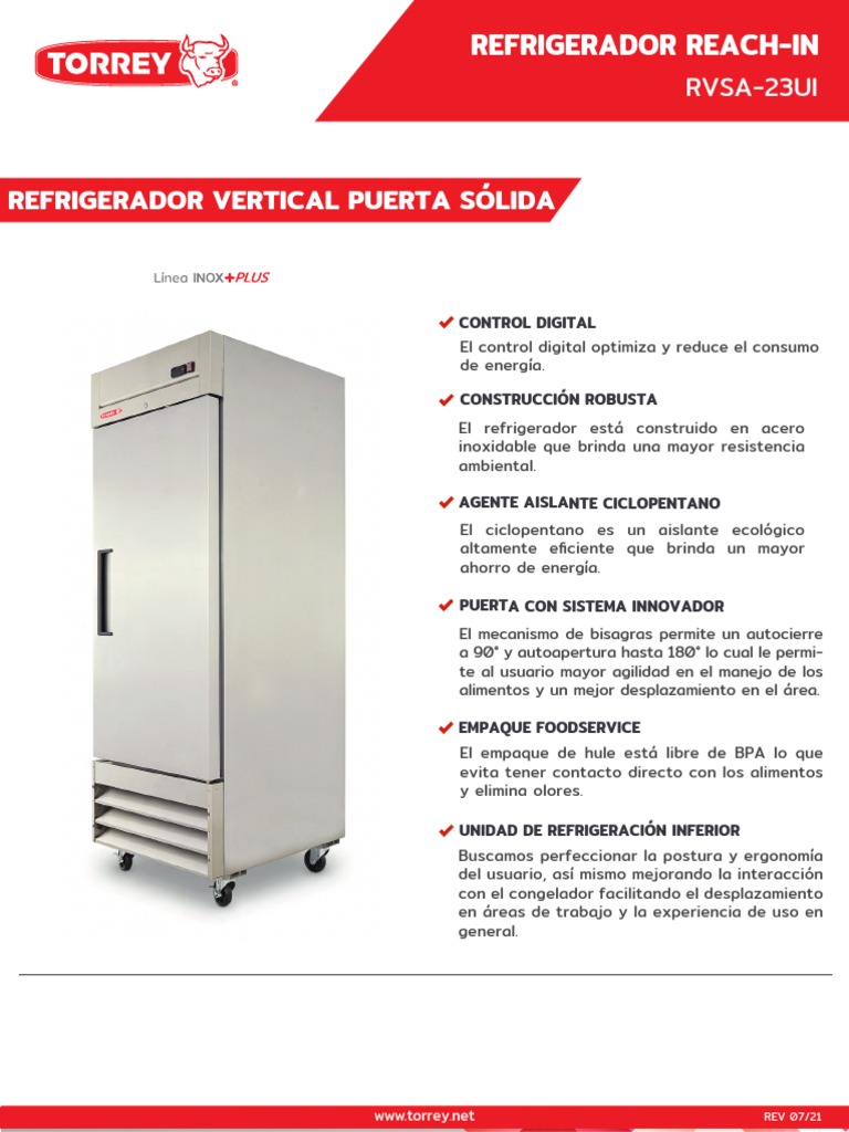 Ficha Tecnica Rvsa-23ui (LR) | PDF | Refrigerador | Bienes manufacturados