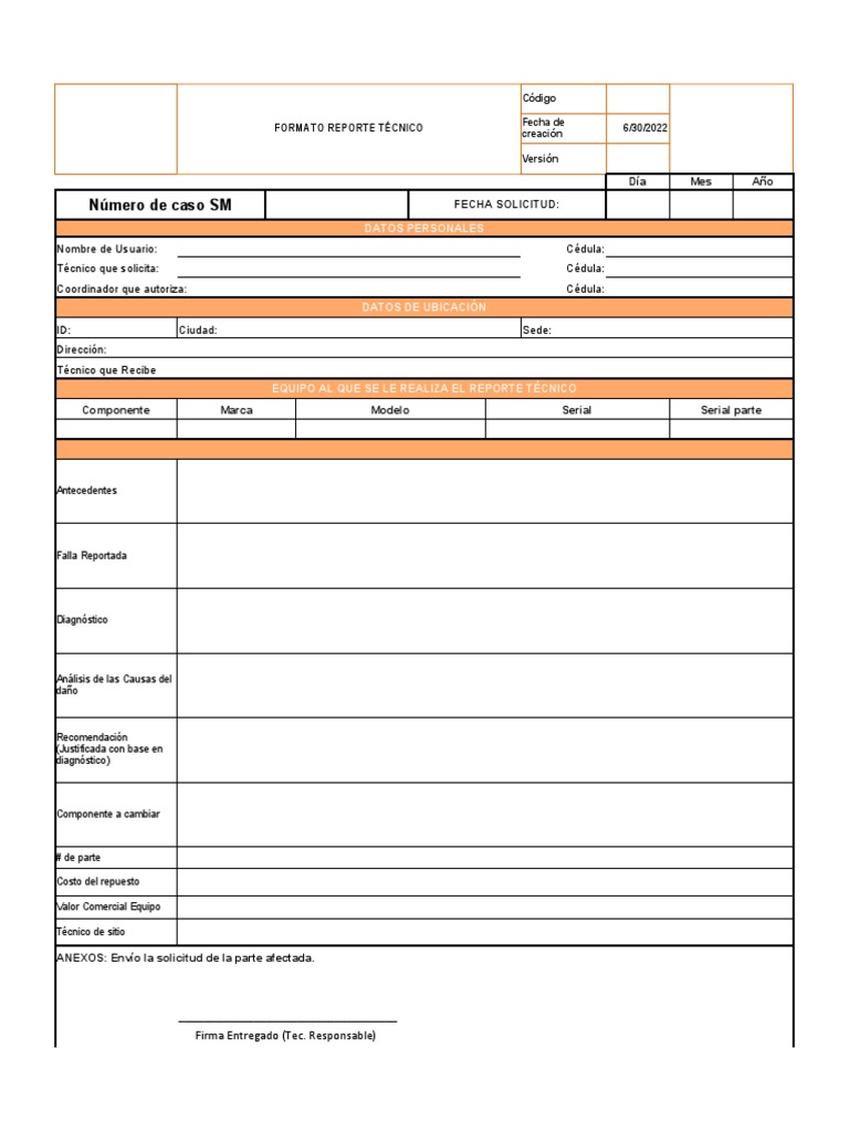 Formato Reporte Técnico | PDF