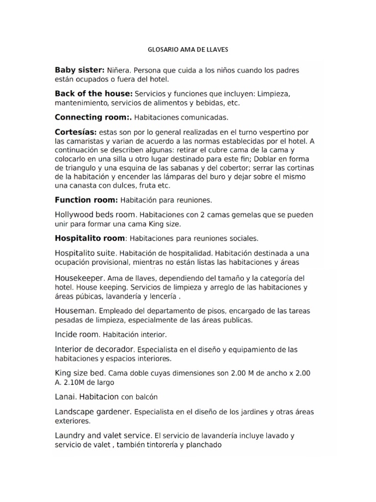 Glosario Ama de Llaves Act 1 | PDF