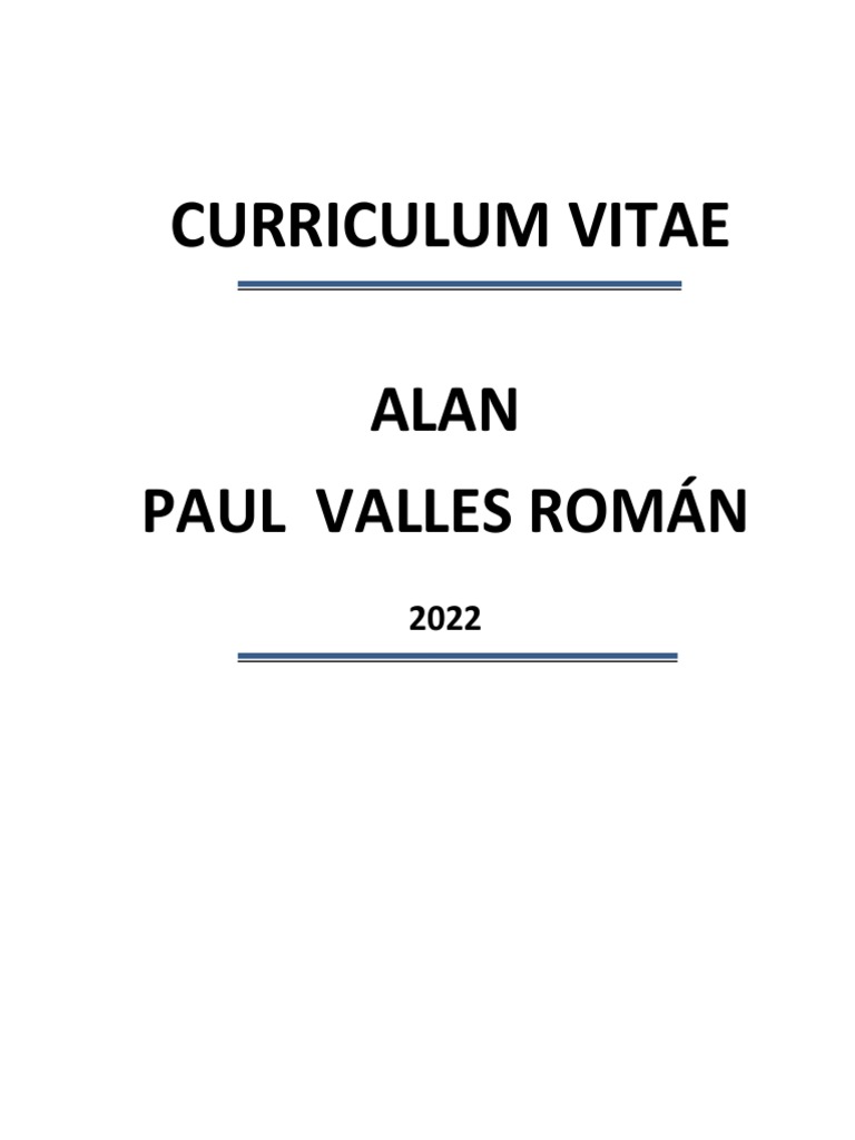 Curriculum Vitae Alan Paul | PDF | Crecimiento personal y profesional