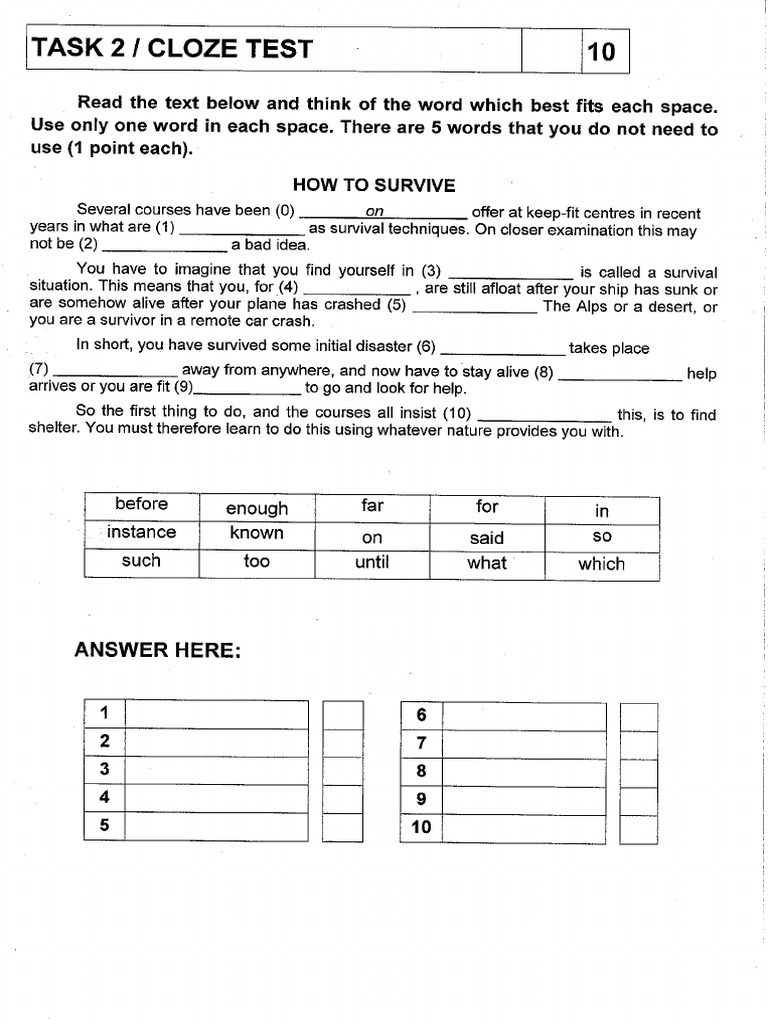 Cloze B2.1 - 000016 Test Inglés | PDF