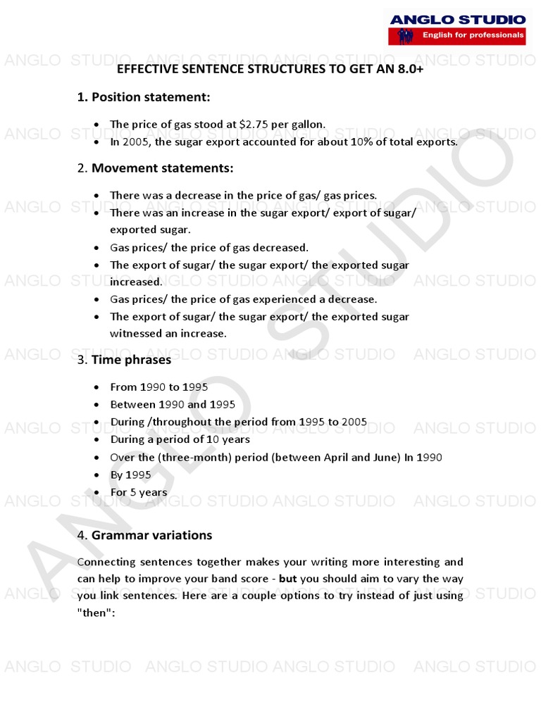 More Tips Ielts Writing Task 1 - Effective Sentence Structures | PDF ...