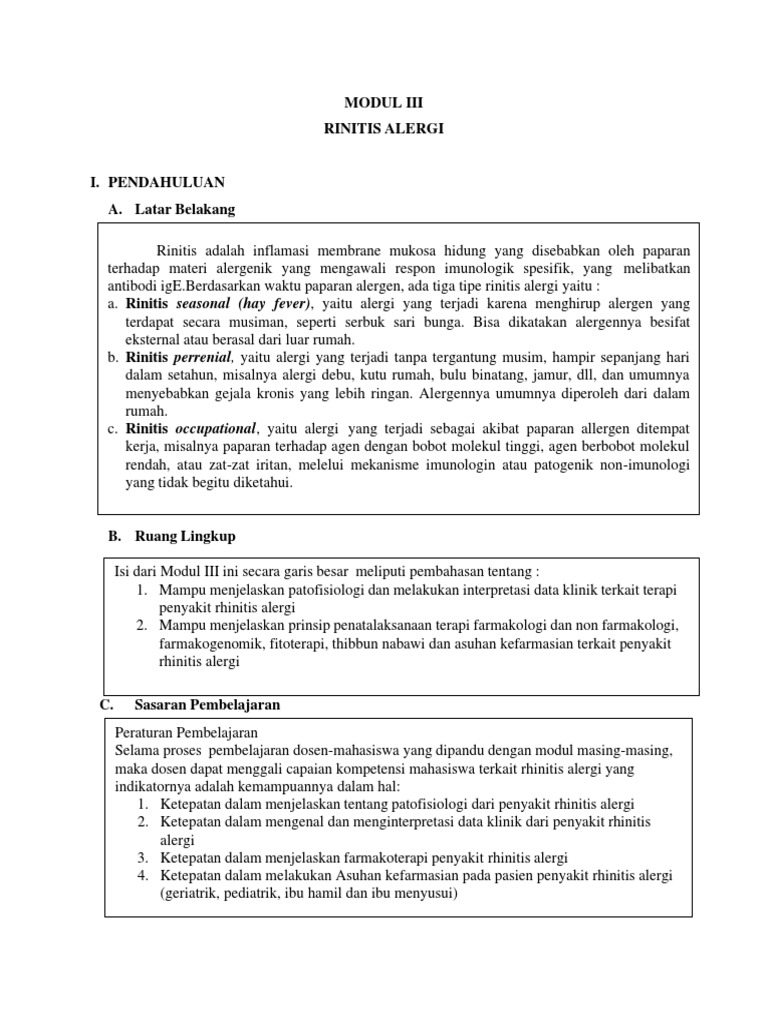 Modul III Rhinitis Alergi 2021 | PDF
