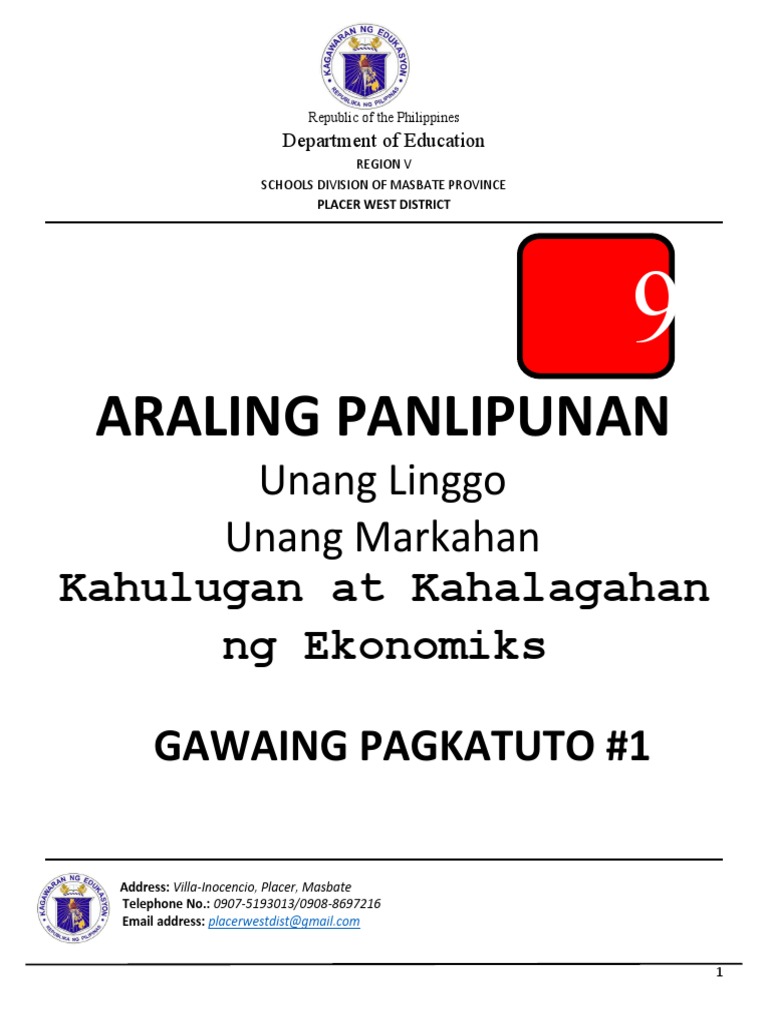 Aral Pan 9 Las Week 1 Q1 | PDF
