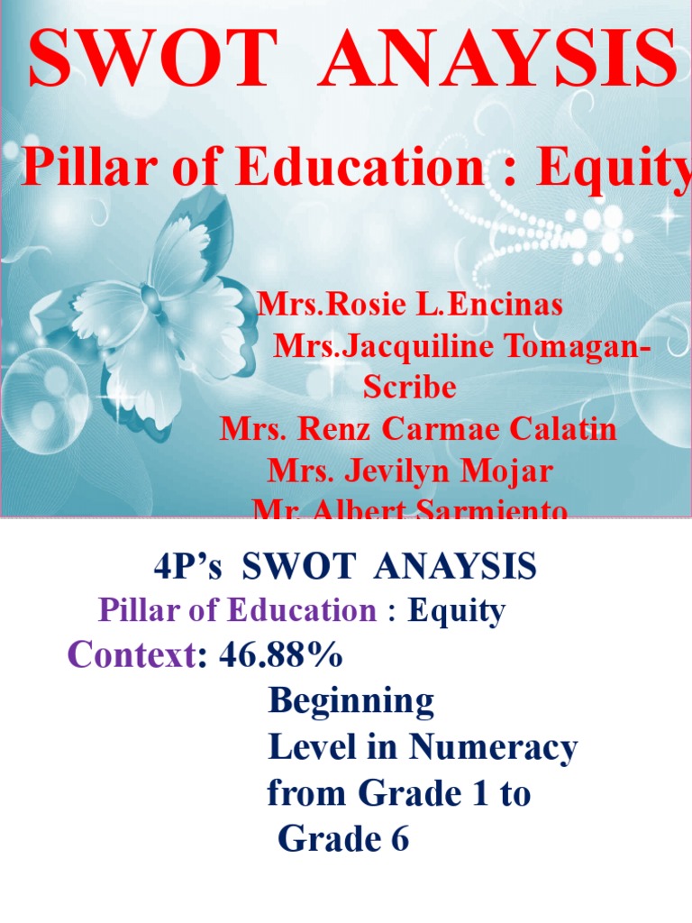 Swot Analysis Pillar of Education Equity | PDF | Swot Analysis | Learning