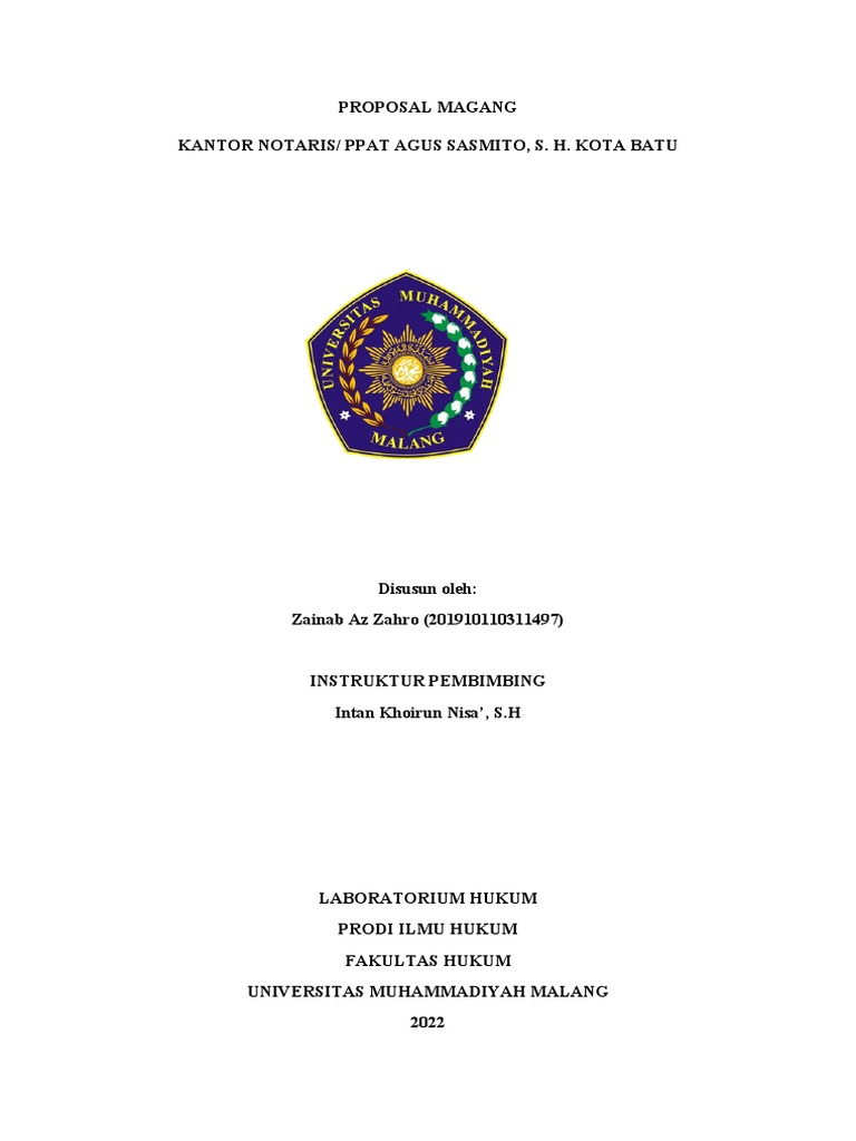 Proposal Magang di Kantor Notaris Agus Sasmito | PDF