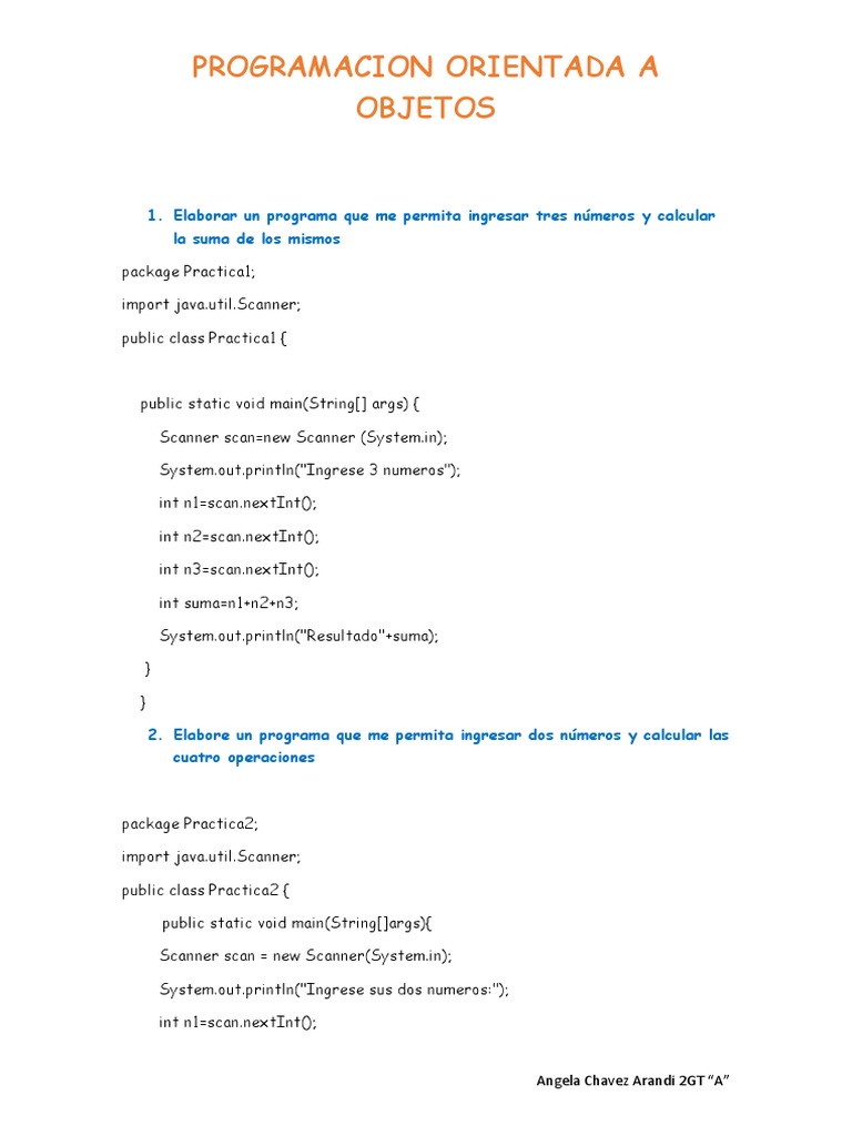 Cinco programas en Java para realizar cálculos matemáticos básicos y ...