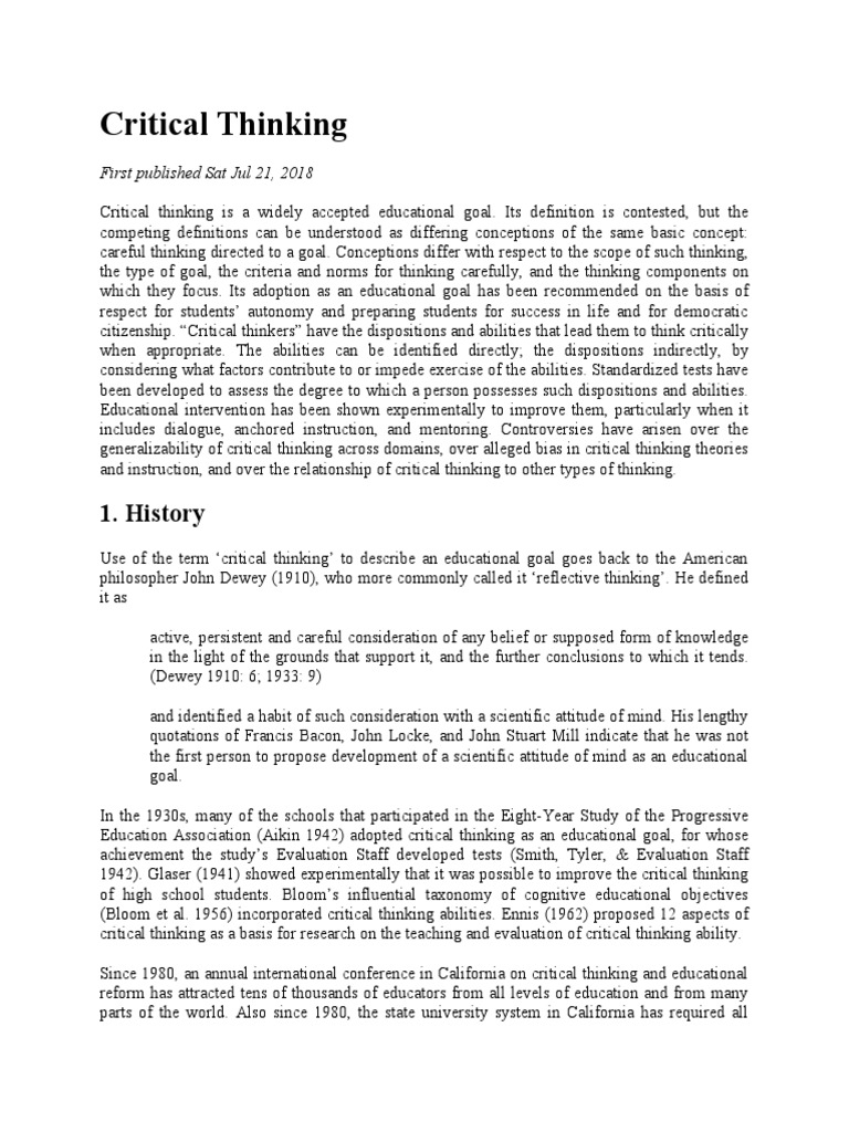 Critical Thinking | Download Free PDF | Critical Thinking | Thought
