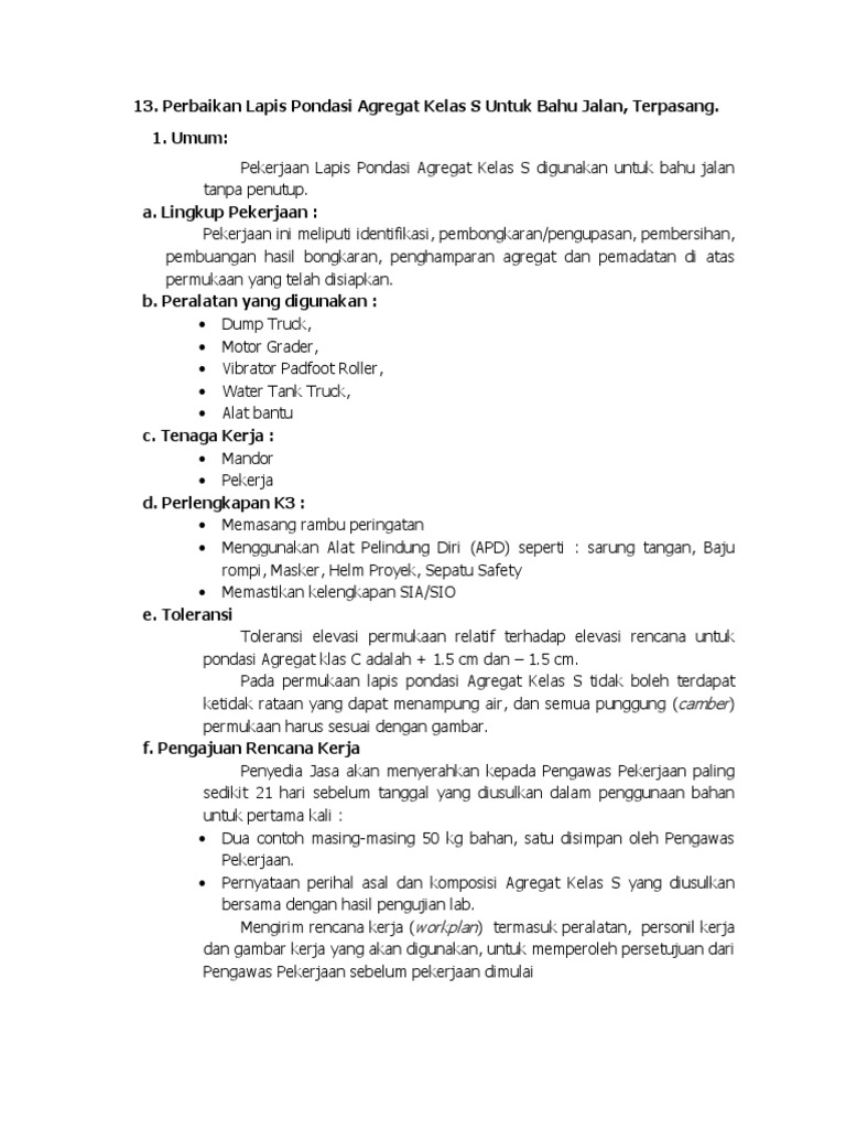 Perbaikan Lapis Pondasi Agregat Jalan | PDF | Sains & Matematika ...