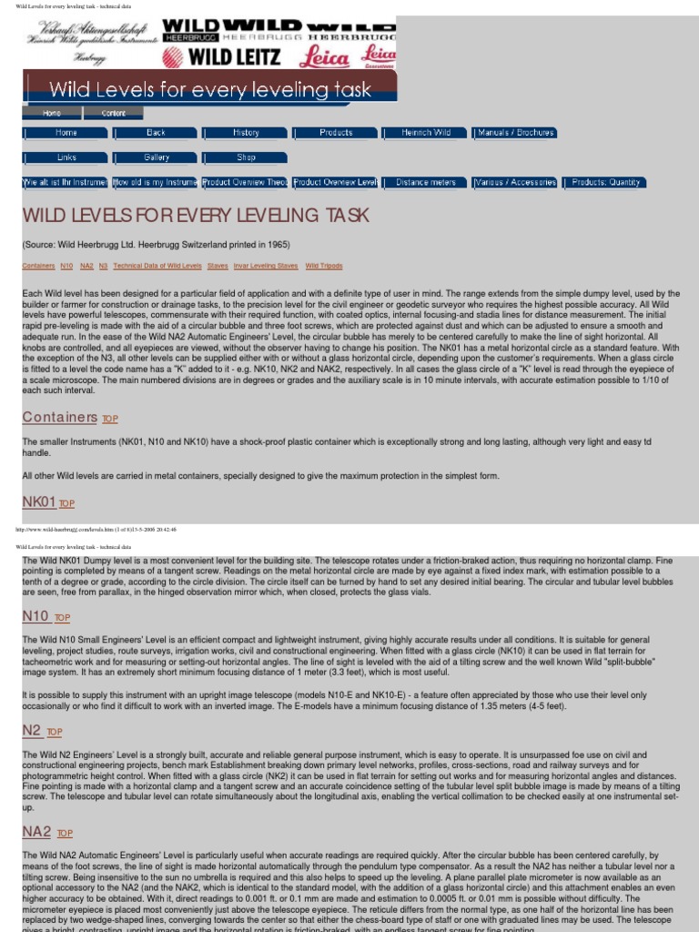 Wild Levels: Technical Overview | PDF | Metrology