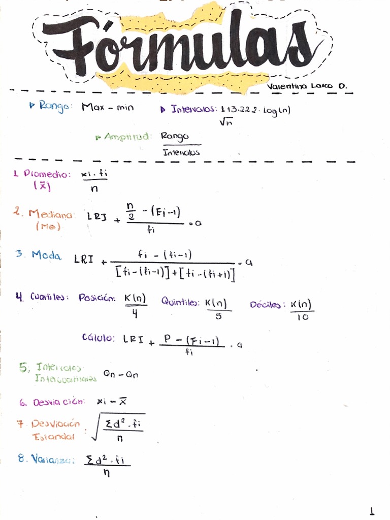 Fórmulas Completas Bioestadística | PDF