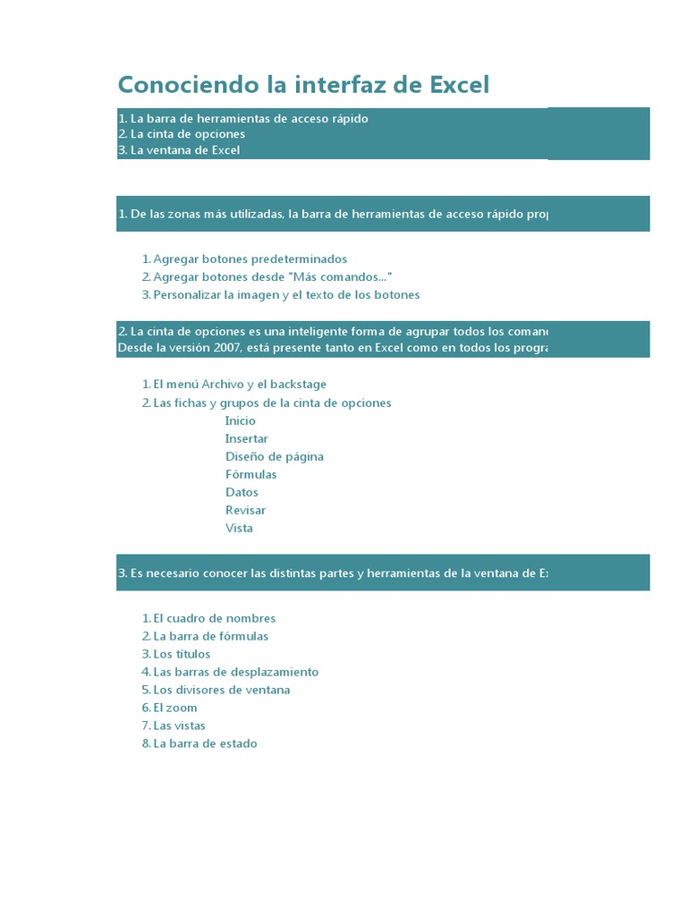 Conociendo La Interfaz de Excel | PDF