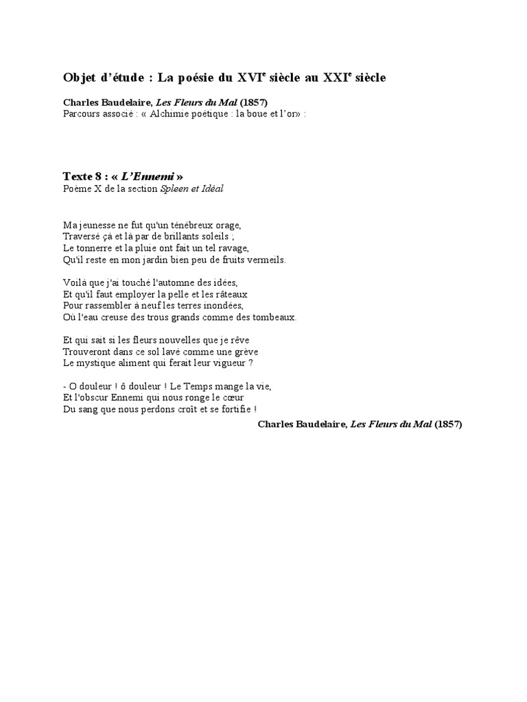 Texte 8 | PDF | Les Fleurs du mal | Rate