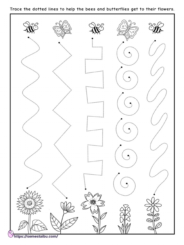 Line Tracing Fine Motor Skills Flowers | PDF