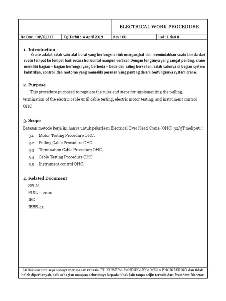 Testing and Commissioning of Overhead Crane Electrical Systems | PDF