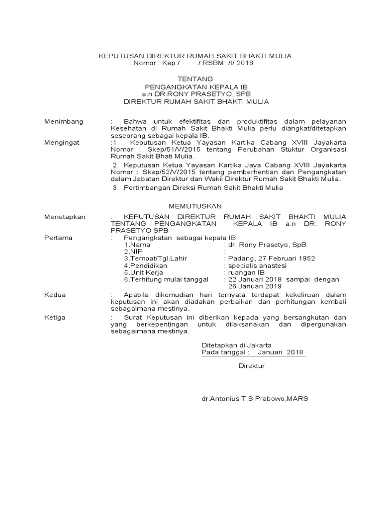 Pengangkatan Kepala IB | PDF