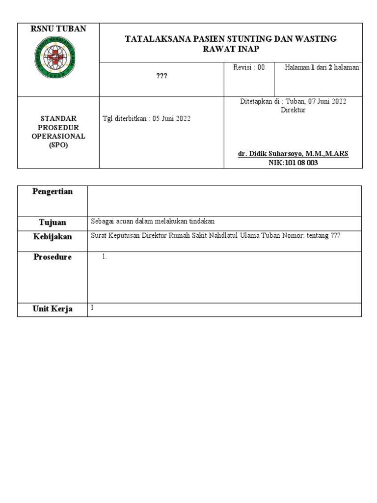 Spo Tatalaksana Pasien Stunting Dan Wasting Rawat Inap | PDF
