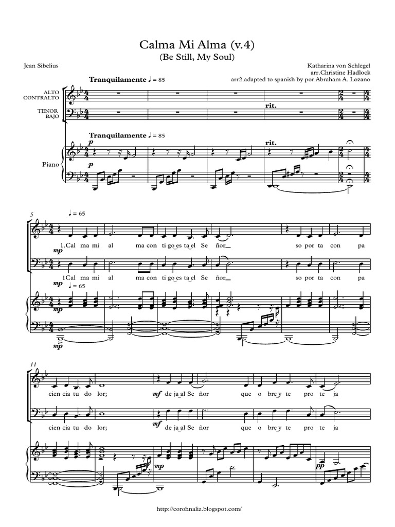 Calma Mi Alma ACTB Con Letra y Matices X Lenta - Partitura Completa ...