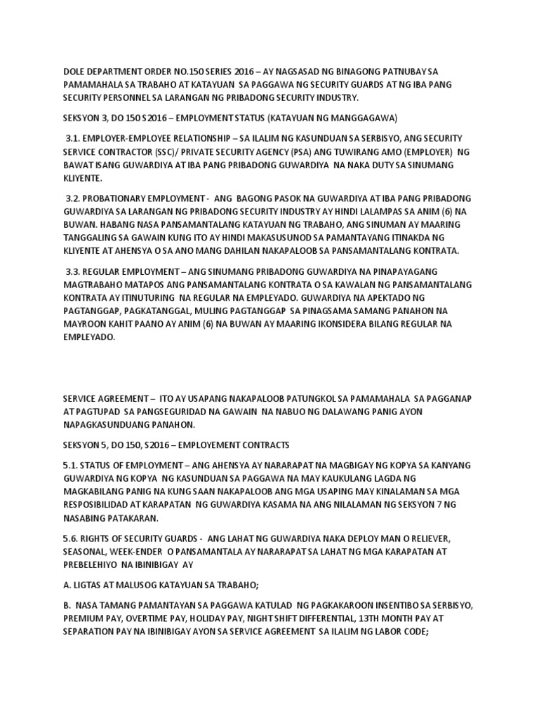 Dole Department Order No | PDF