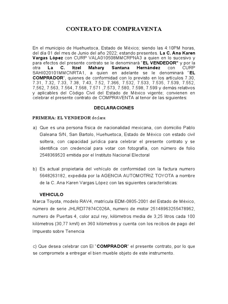 Contrato de Compraventa | PDF | Conceptos legales | Ley de obligaciones