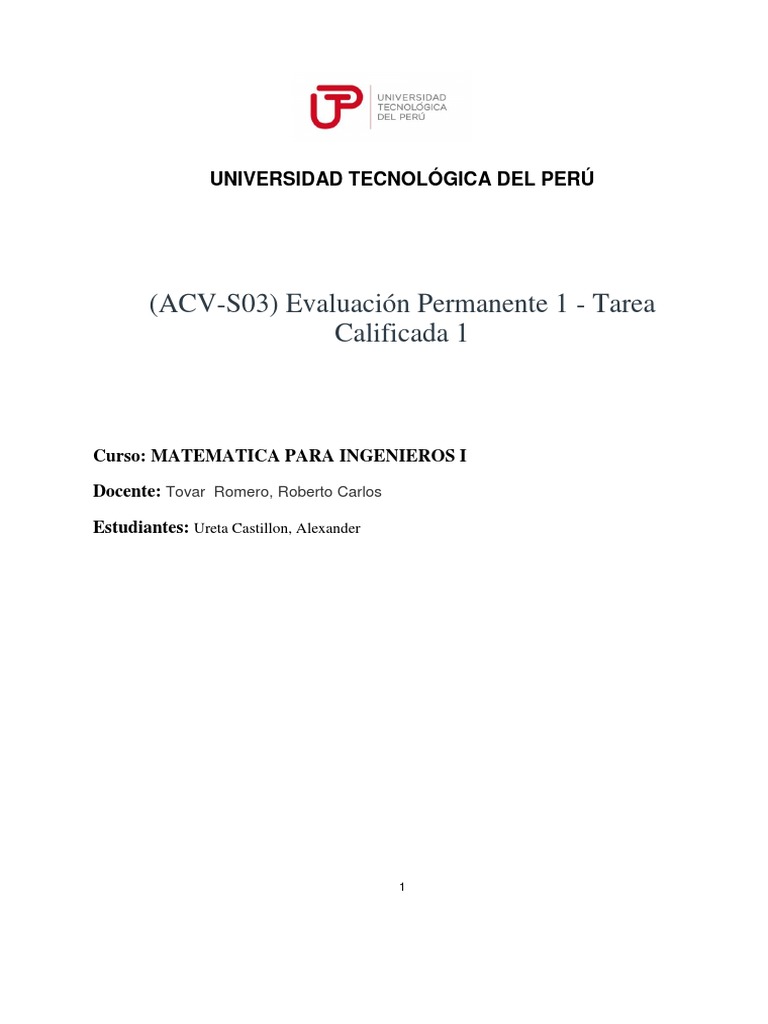 (ACV-S03) Evaluación Permanente 1 - Tarea Calificada 1 | PDF