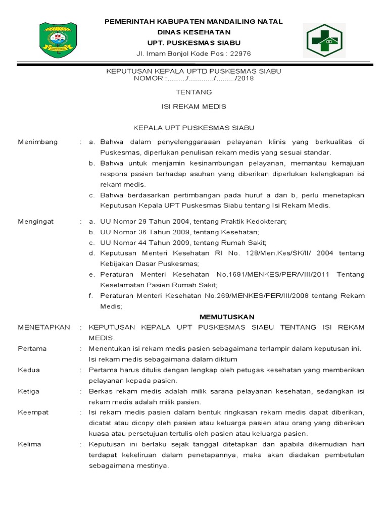 8.4.4.a SK Isi Rekam Medis Acc | PDF