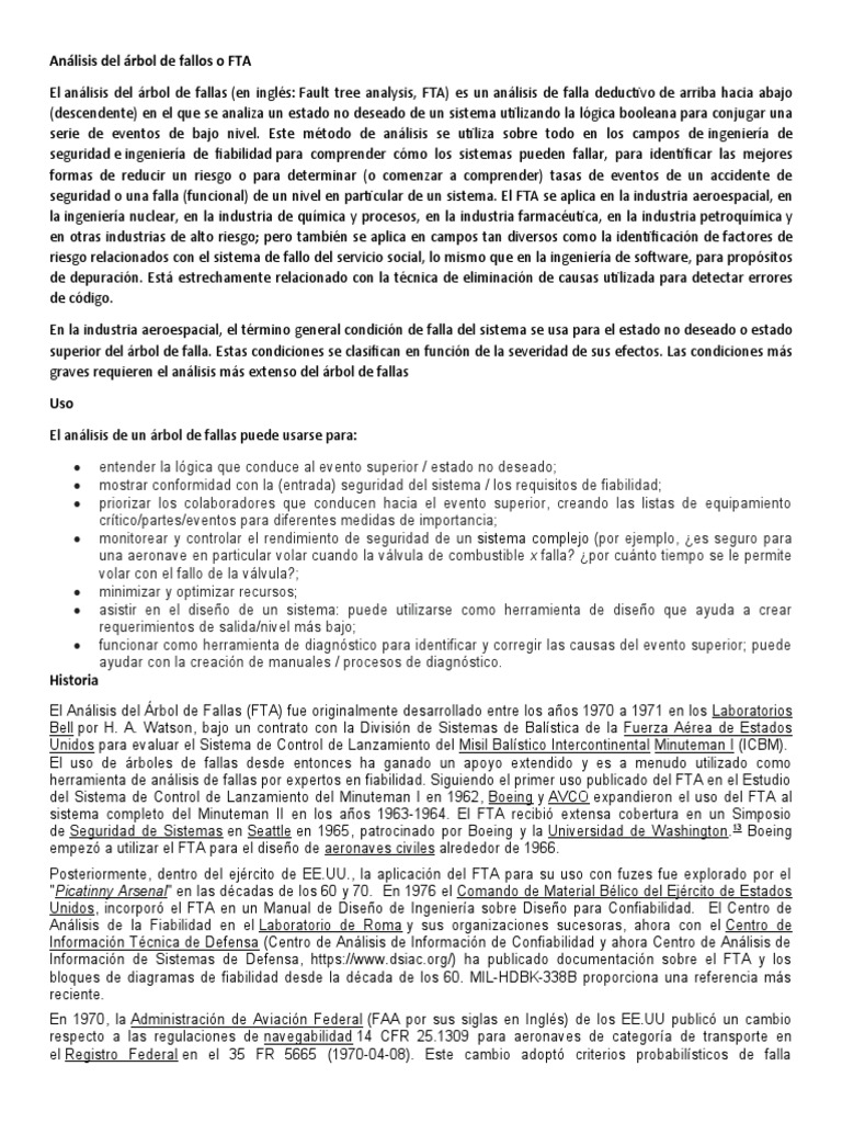 Análisis Del Árbol de Fallos o FTA | PDF