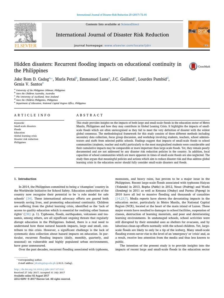 International Journal of Disaster Risk Reduction: Sciencedirect | PDF ...