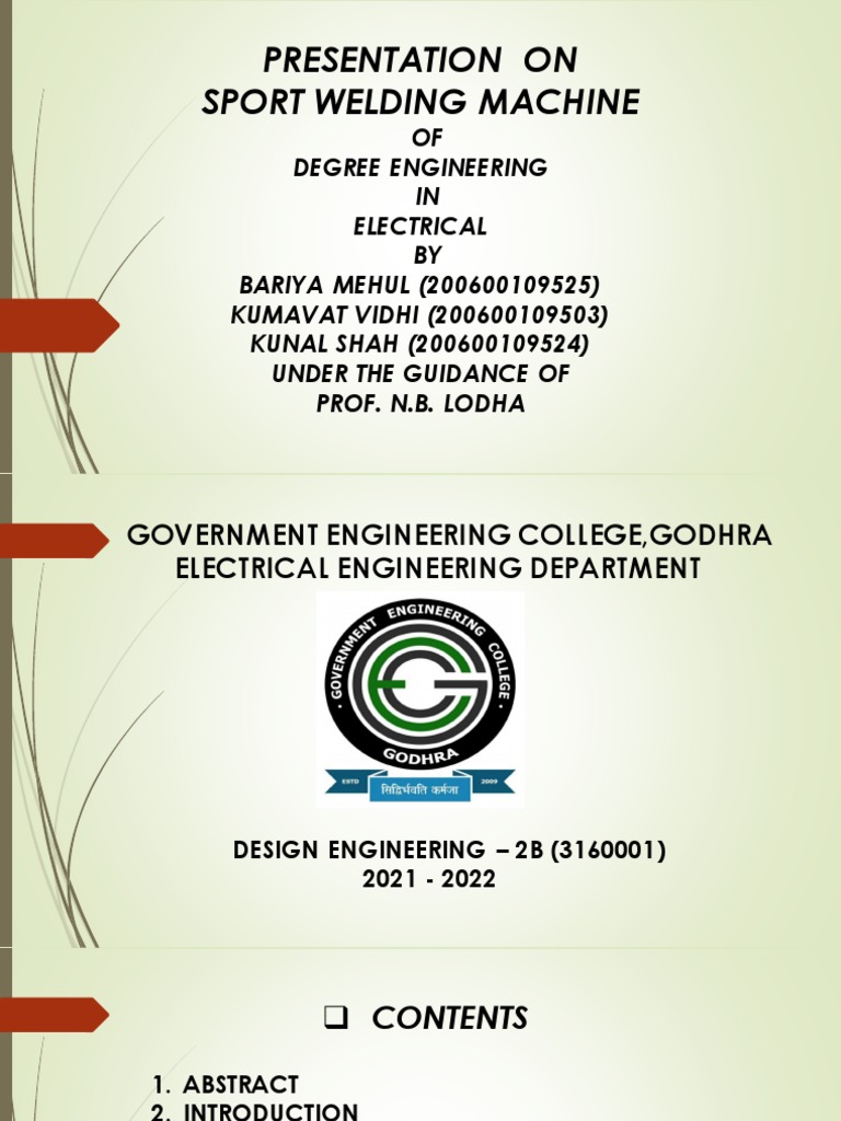 Project PPT Spot Welding | PDF | Construction | Welding