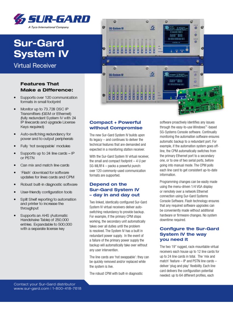 Sur Gard System IV Spec Sheet North America | PDF | Trademark | Power ...