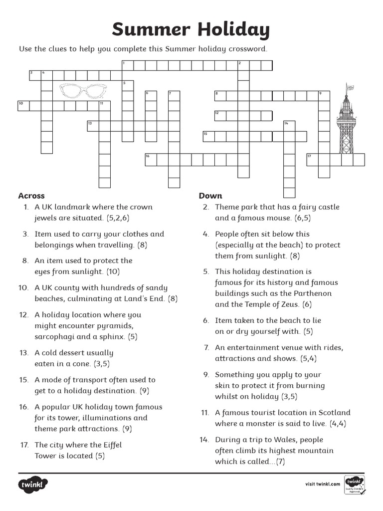 Summer Holiday Crossword Puzzle | PDF