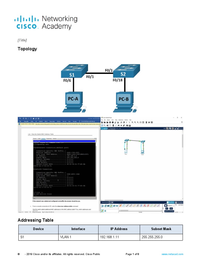 7.3.7 Lab 4 - View The Switch MAC Address Table | PDF | Network Switch ...