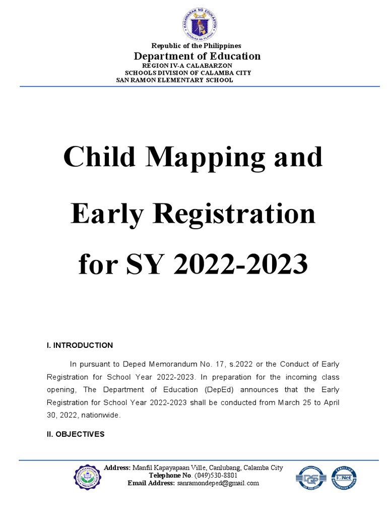 Early Registration for SY 2022-2023 | PDF | Kindergarten