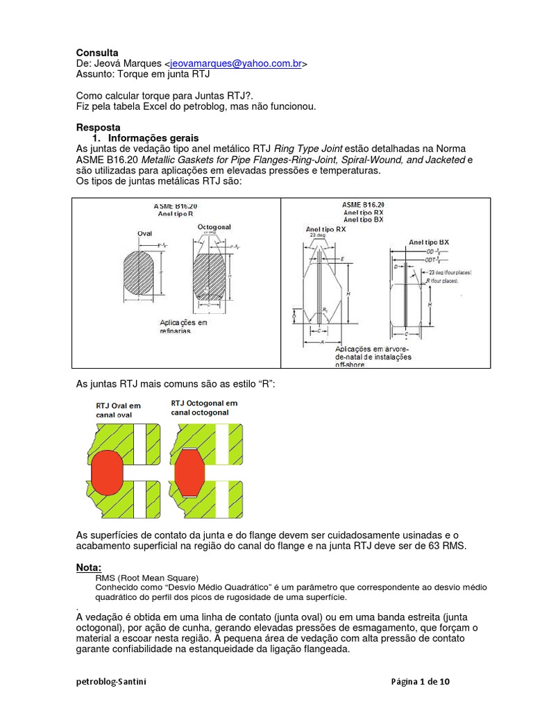 Torque Junta RTJ 1 | PDF | Parafuso | Dureza