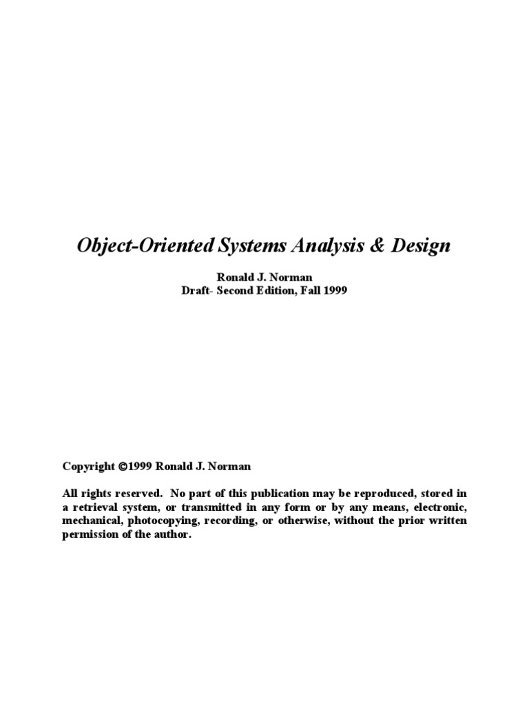 Object Oriented Systems Analysis And Design Pdf Information System