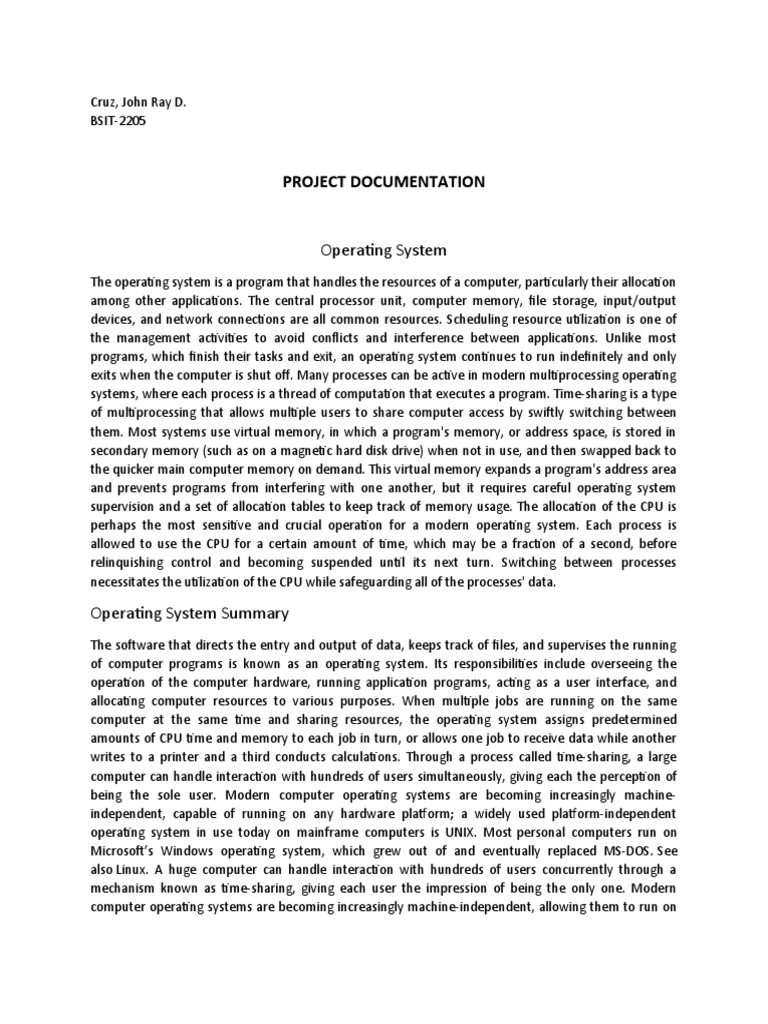 Operating System: Project Documentation | Descargar gratis PDF ...