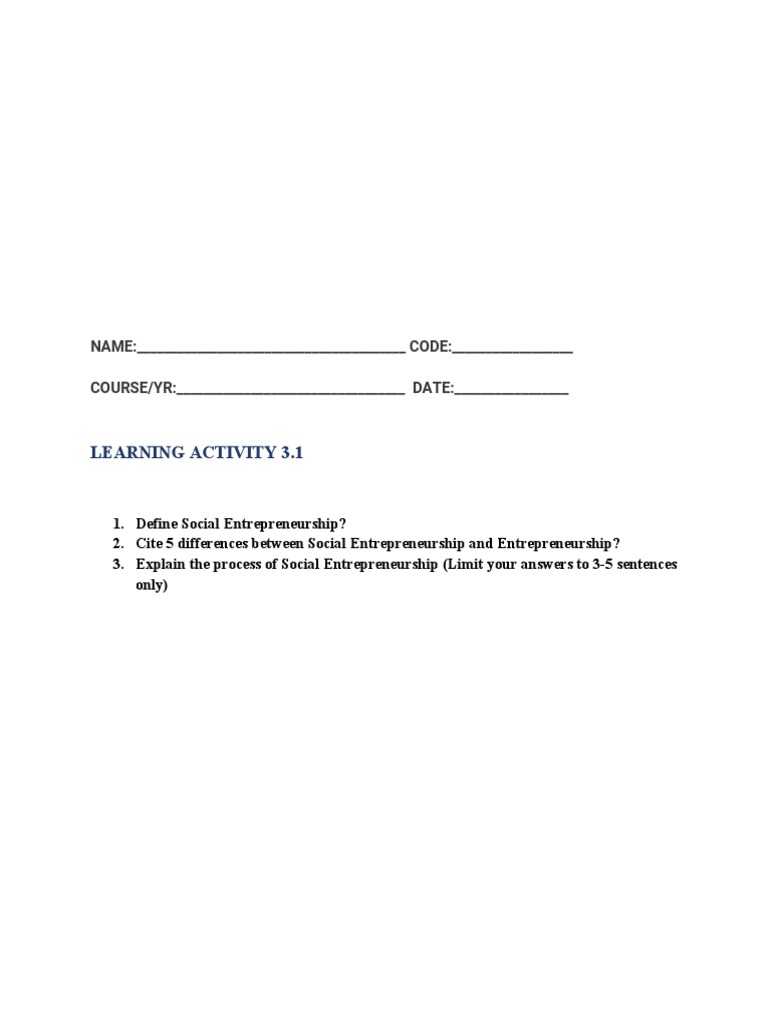 Learning Activity (Module 3) | PDF