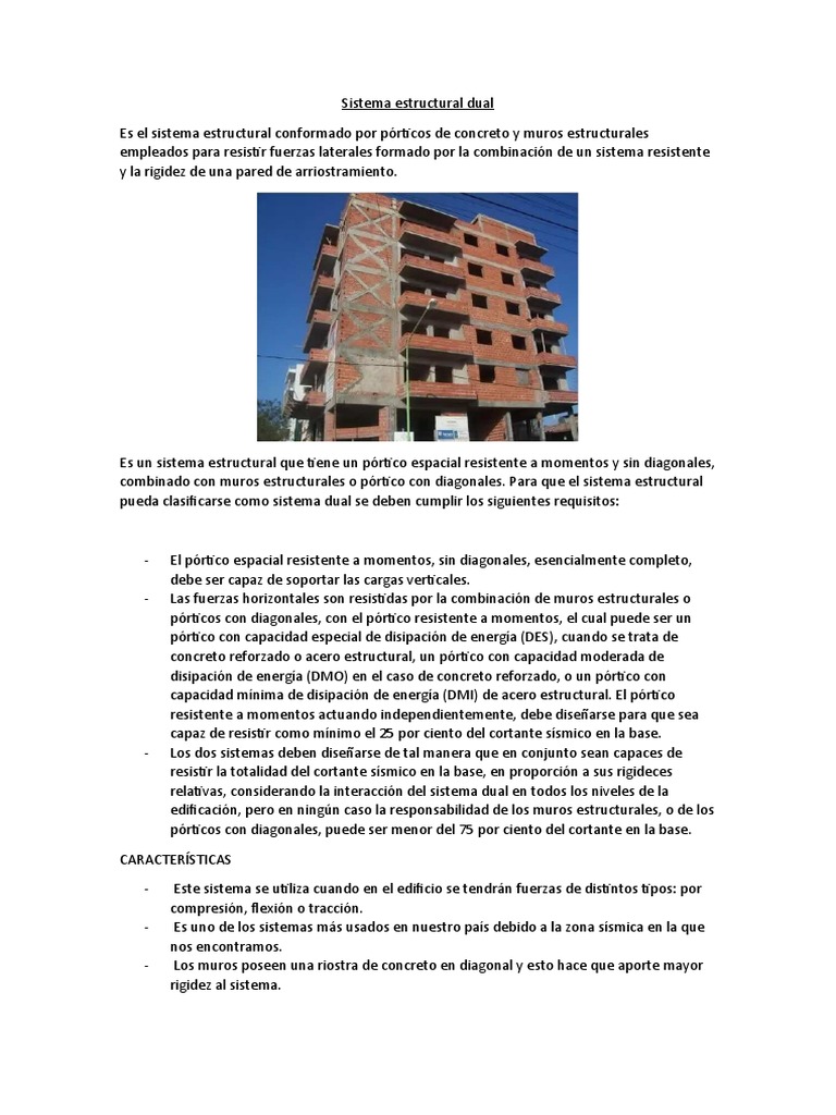 Sistema Estructural Dual | PDF | Resistencia de materiales | Hormigón