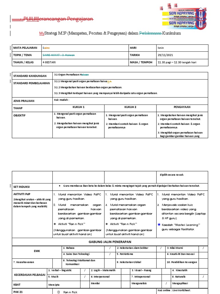Perancangan Pengajaran - KPM PerkasaKU | PDF