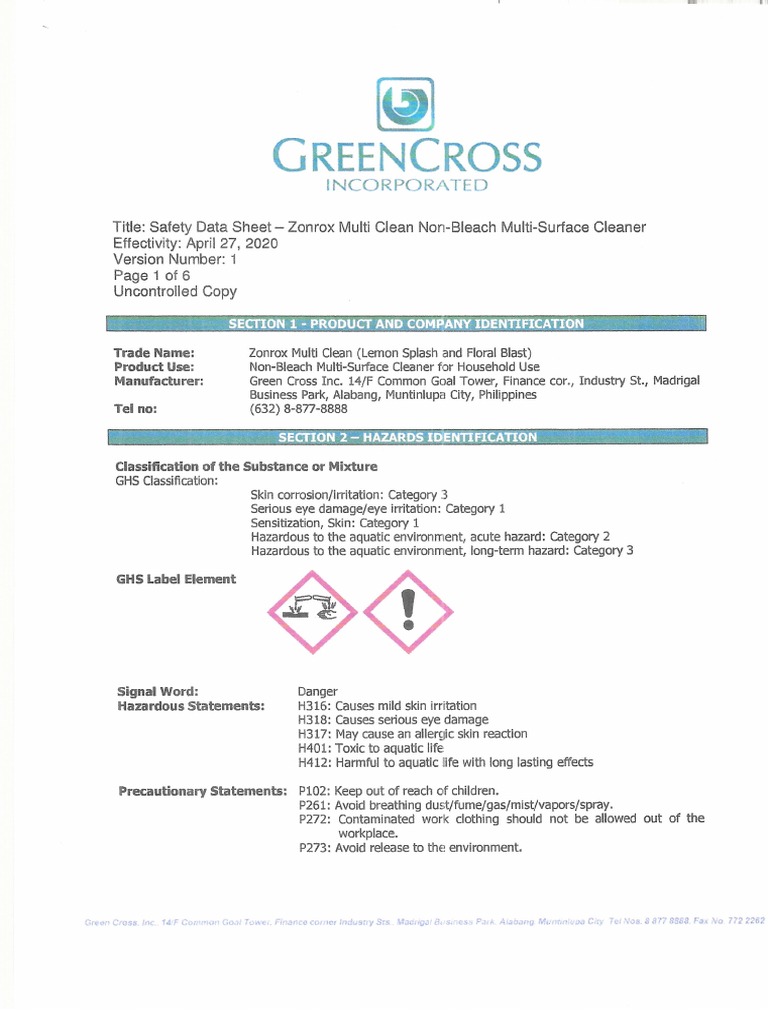 Msds of Wings Powder Detergent | PDF