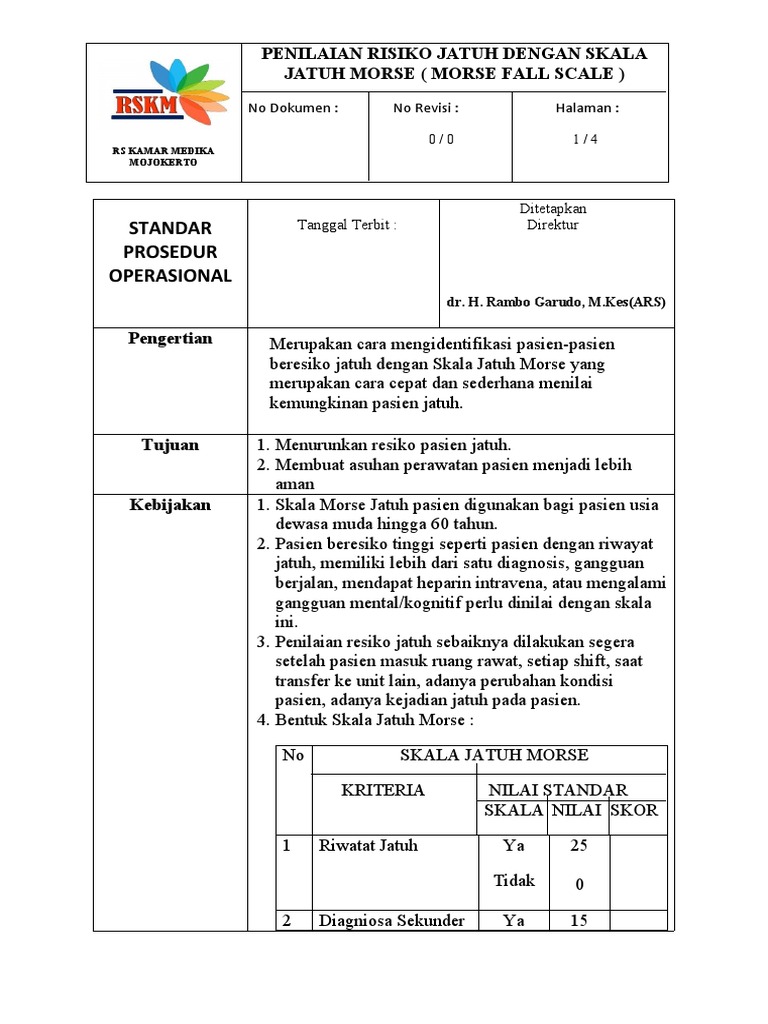 Sop Risiko Jatuh Skala Morse | PDF