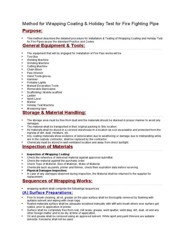 Method For Wrapping Coating | PDF | Pipe (Fluid Conveyance) | Detector ...