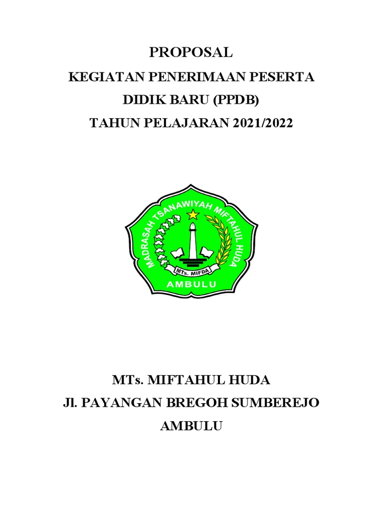PROPOSAL PPDB MTs. MIFTAHUL HUDA 2021/2022 | PDF