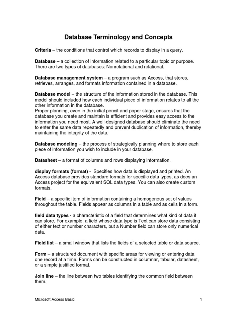 Database Terminology and Concepts | PDF | Databases | Table (Database)