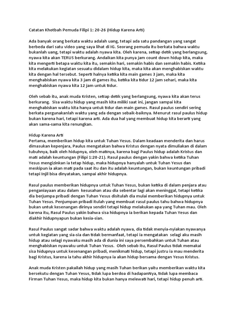 Khotbah Pemuda | PDF | Gaya Hidup