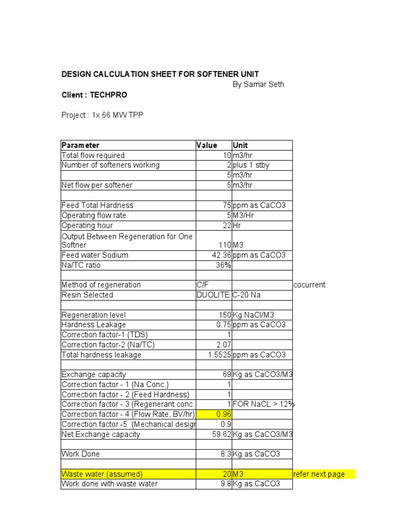 Softener Design 1 | PDF | Physical Sciences | Chemistry