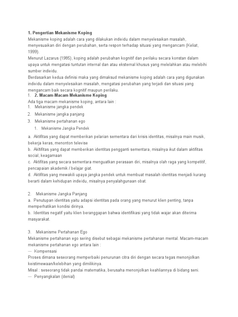 Bahan Mekanisme Koping | PDF