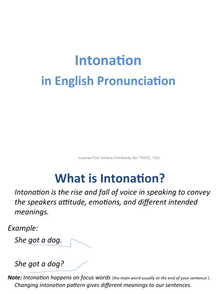 Intonation in English Pronunciation | PDF